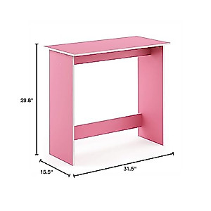 FURINNO Simplistic Study Table, Pink, 15.5 in x 31.5 in x 29.75 in (D x W x H) and Furinno 7-Cube Reversible Open Shelf, White/Pink 11048WH/PI