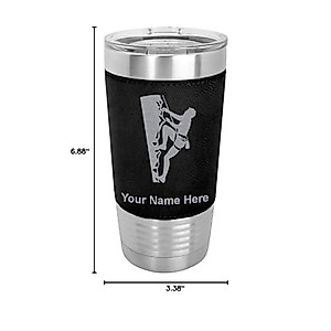 LaserGram 20oz Vacuum Insulated Tumbler Mug, Rock Climber, Personalized Engraving Included (Faux Leather, Black)