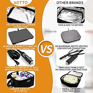 Aotto Portable Oven | 12V, 24V, 110V Car Food Warmer | Portable Mini Oven | Personal Microwave | Heated Lunch Box for Cooking and Reheating Food in Car, Truck, Travel, Camping, Work, Home