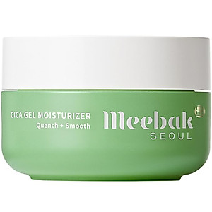 Meebak Cica Gel Face Moisturizer with Vegan Collagen, Hyaluronic Acid, Korean for Hydrating, Anti Aging, Dry Skin, Sensitive Skin, Day and Night Face Cream, 1.69 fl oz
