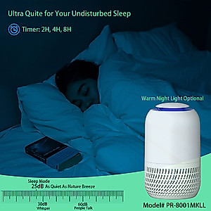 Oppetec Air Purifier for Home, H13 HEPA Air Cleaner with Sleep Mode Night Light Speed Control for Bedroom Office Living Room Kitchen-White Color