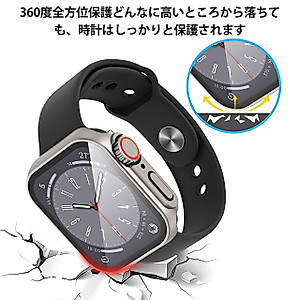Suoman for Apple Watch 45mm Screen Protector Case, [ Looks Like Ultra Protector Case ] Tempered Glass Unique Design Case Cover for iWatch Series 7/8/9 Series SE 2 45mm (Titanium for iWatch 45mm)