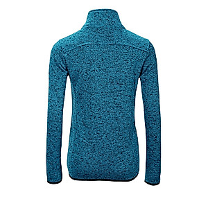 Dolcevida Womens Fleece Jacket Long Sleeve Sweater Fleece Zip Up Speckled Jacket with Pockets (Blue Steel Mix, M)