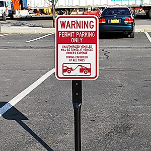 SmartSign "Warning - Permit Parking Only, Towing Enforced" Sign | 12" x 18" Aluminum