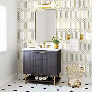 Safiyya Peel and Stick Wallpaper White and Gold Wallpaper Geometric Contact Paper Textured Wallpaper Modern Wallpaper Self Adhesive Removable Wallpaper for Bedroom Vinyl Roll 118"x17.3"