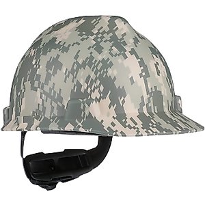 MSA 10103908 Freedom Series V-Gard Cap Style Safety Hard Hat With Fas-Trac III Ratchet Suspension | Polyethylene Shell, Self Adjusting Crown Straps - Standard Size in American Camouflage