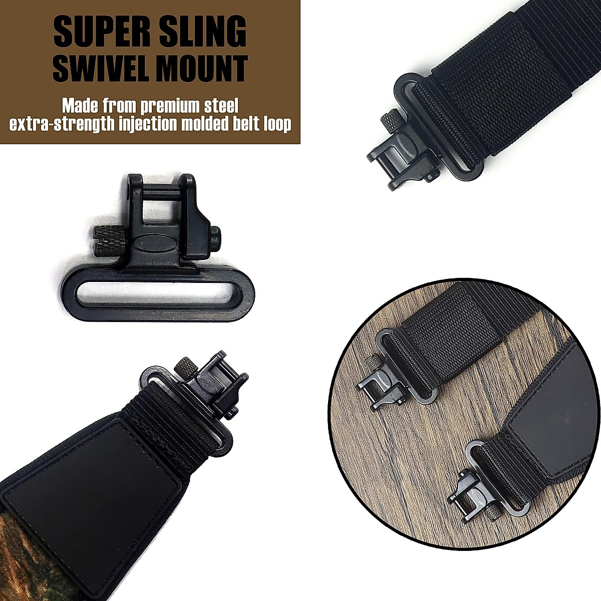 HUNTPAL 2 Point Gun Sling for Rifle Shotgun Crossbow, Hunting Gun Sling with Swivels, Quick Length Adjustment Metal Slider and Thumb Hole, Comfortable Neoprene Padded Shoulder Strap Gun Strap