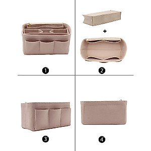 LEXSION Felt Handbag Organizer,Insert purse organizer Structure Shaper fits Speedy 8001 Beige M