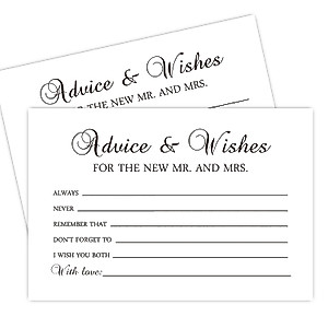 FARHTINANFX 50 Advice and Wishes for The New Mr and Mrs, Bride and Groom Weddings, Bridal Showers, Marriage Advice Cards(4" x 6")