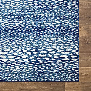 Abani Area Rug - 4x6 - Antelope Collection - Indoor Use - Blue & Cream Animal Print - Medium Pile-Turkish Made-Stain & Shed Resistant Livingroom Bedroom Kitchen Office-Safe for Kids & Pets-Soft Feel