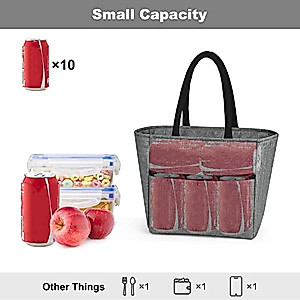 Insulated Lunch Bags for Women Men Thermal Lunch Bag with Front Pocket Leakproof Lunch Tote Bag Reusable Adult Lunch Bag Lunchbox with Small and Large Size for Office Work Picnic Shopping (Gray-S)