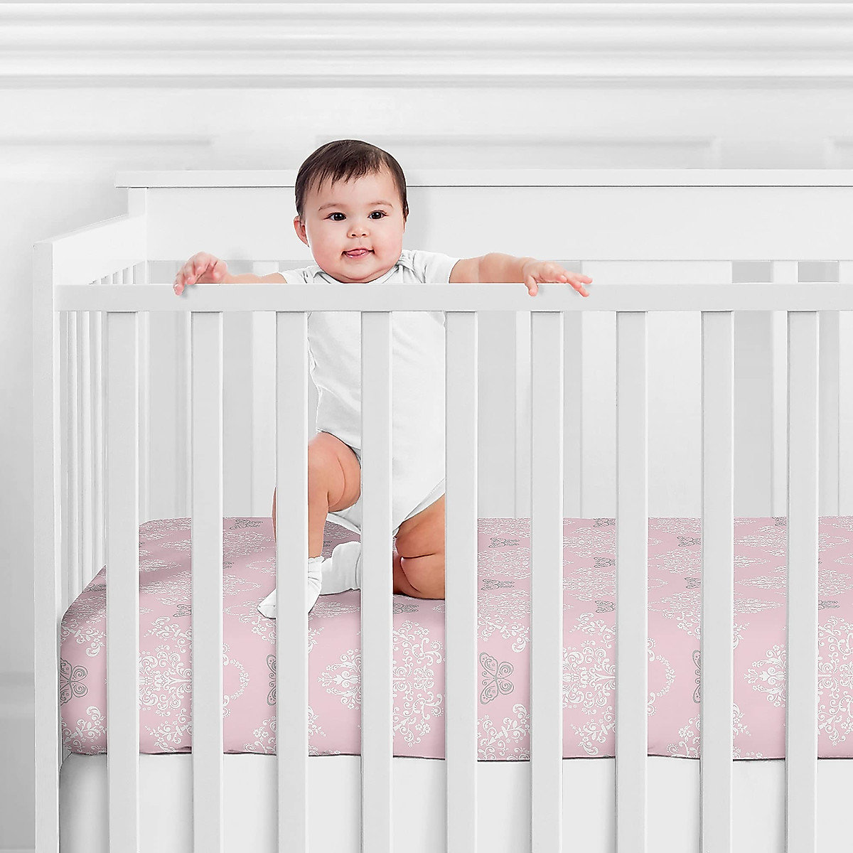 Fitted Crib Sheet for Shabby Chic Alexa Baby/Toddler Bedding - Damask Print