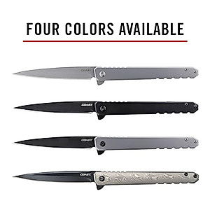 Coast Founder's Collection LX533 ORIGIN, Gentleman's EDC Folding Pocketknife, DAMASCUS Stainless-Steel Handle, Flipper Tab, Frame Lock, Pocket Clip, Black Nitride Stainless-Steel Blade