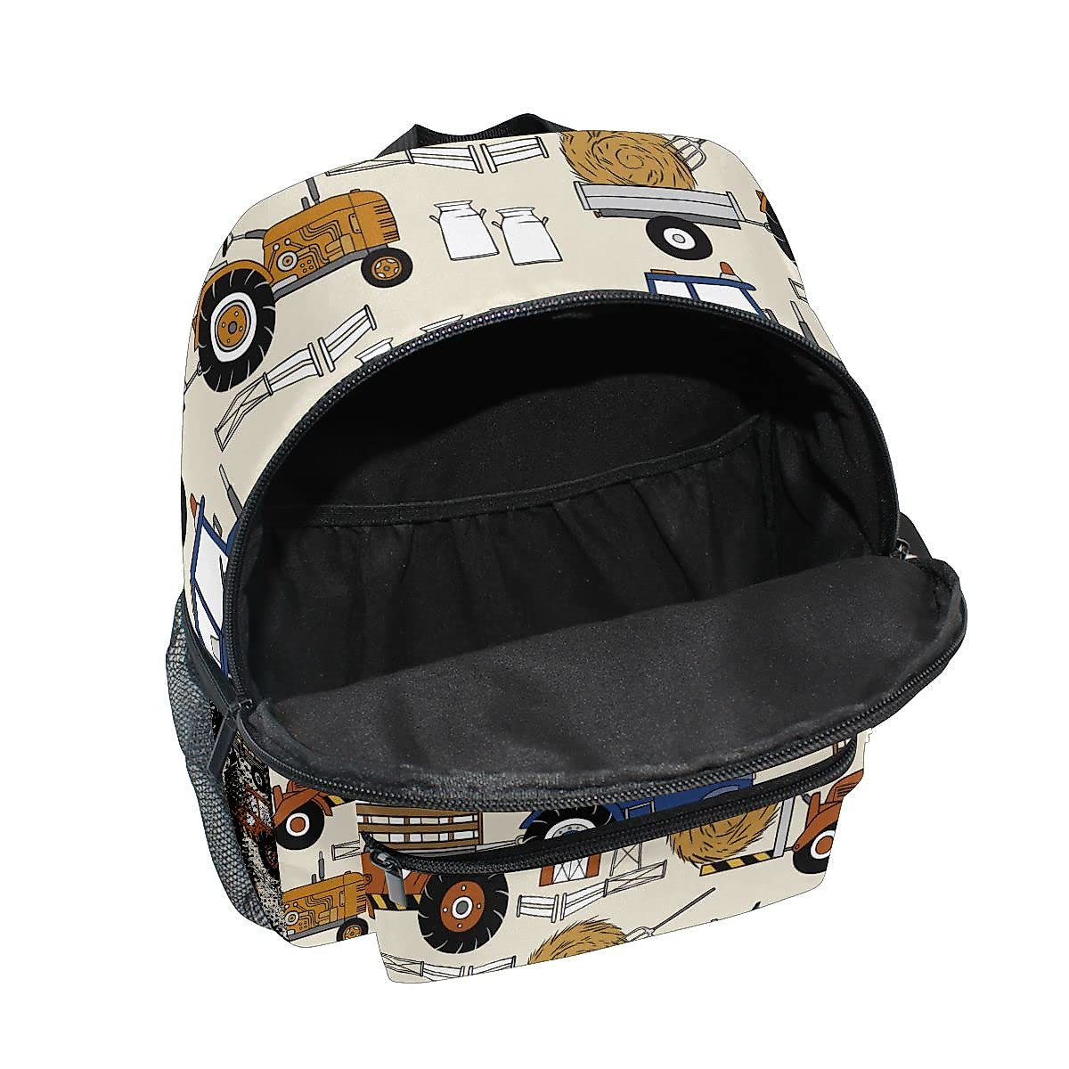 Glaphy Custom Kids Backpack for Boys Girls, Tractors Cars Toddler Backpack Kindergarten Elementary, Personalized Name Preschool Bookbag with Chest Strap