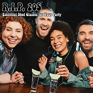 JUSTOTRY 30th Birthday Shot Glass - RIP 20s Birthday Gifts for Her 2oz Shot Glass Best 30 Birthday Decorations Gifts Ieda for Women 30 Decorations (black)