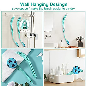 Back Brush Long Handle for Shower, 20.5” Bath Brush, Back Scrubber, Shower Body Brush with Curved Handle for Elderly Disabled, Limited Mobility, Frozen Shoulder,Men and Women