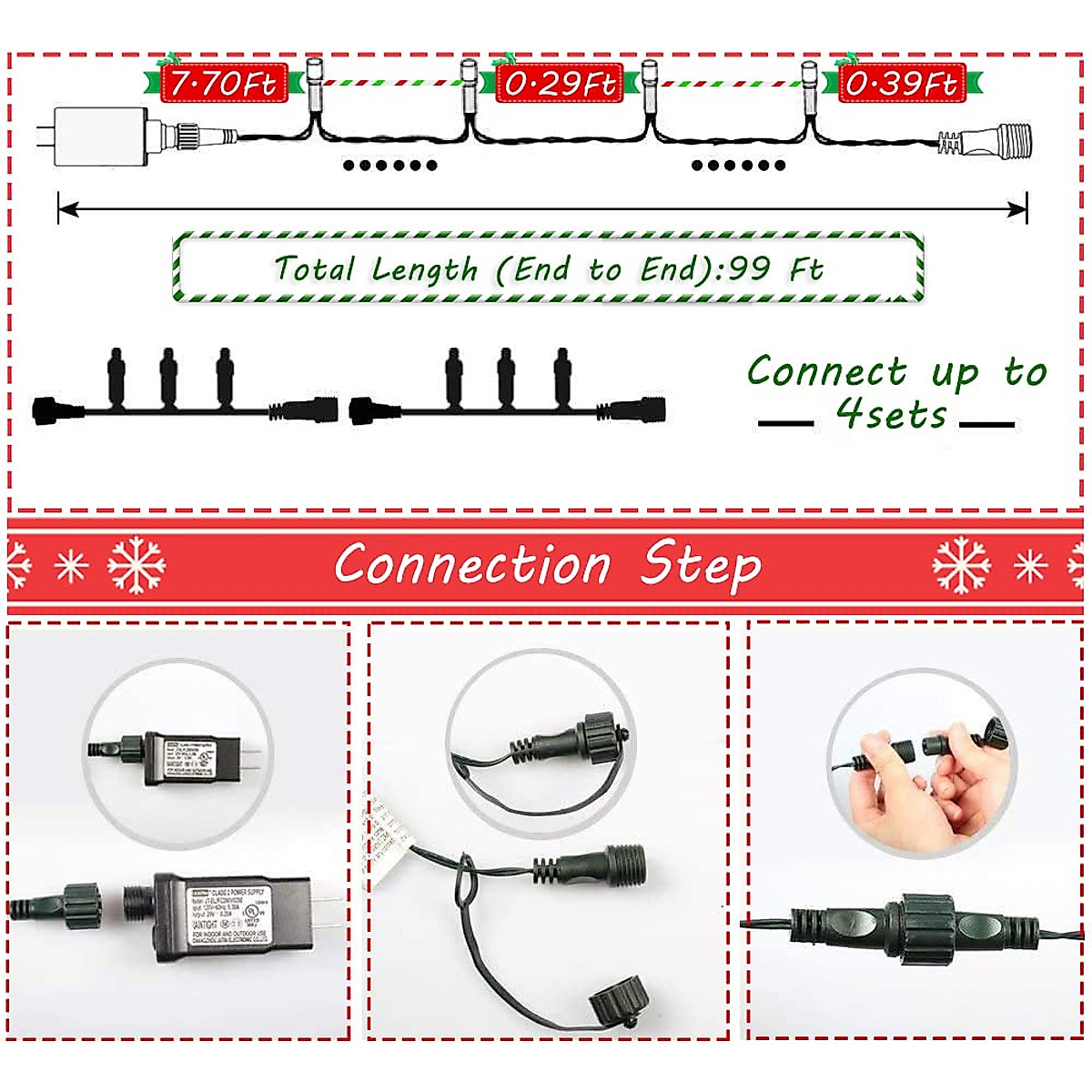 Christmas Lights Outdoor, 105FT 300 LED Christmas Tree Lights Indoor with 8 Modes, End-to-End Plug, UL Certified, Waterproof Fairy String Lights for Xmas Tree Decorations Garden Party(Warm White)