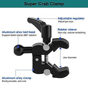 Mippko Phone Holder for Golf Cart/Microphone Stand/Shopping Cart/Railing/Handlebar/Rod,Fit for 3.5~7.5 inch iPhone/Nexus/HTC/LG/Smartphone,360°Adjustable Clip Aluminum Alloy Mount