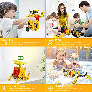 KooQii Upgrade STEM 12 in 1 Educational Toys Solar Robot Building Kit,Solar and Cell Powered 2 in 1 DIY STEM Project Learning Science Kits for Kids Age 8-12 for Birthday Gift and Travel Activity