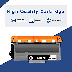 VASERINK 2 Pack Black TN820 Toner Cartridge Compatible Replacement for Brother DCP-L5650DN MFC-L6750DW MFC-L5900DW HL-L6300DW Printer
