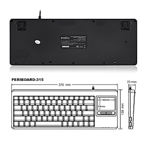 Perixx PERIBOARD-315H, Wired USB Backlit Keyboard with Touchpad and 2 USB Ports, Black (10917)