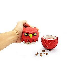 WapaW Owl Squeaky Dog Toy - Natural Rubber Treat Dispensing Dog Toys for Small & Medium Dogs, Indestructible Dog Chew Toys for Aggressive Chewer, Tough Dog Toothbrush Toy (Red Owl)