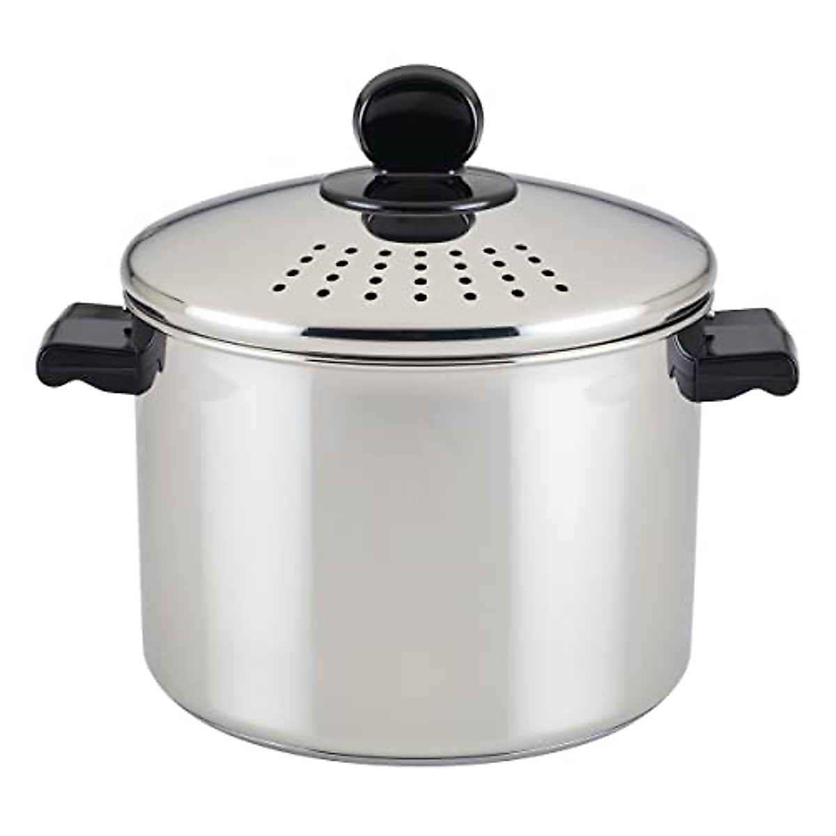 Farberware Classic Series Stainless Steel 8-Quart Covered Straining Stockpot with Lid, Stainless Steel Pot with Lid, Silver