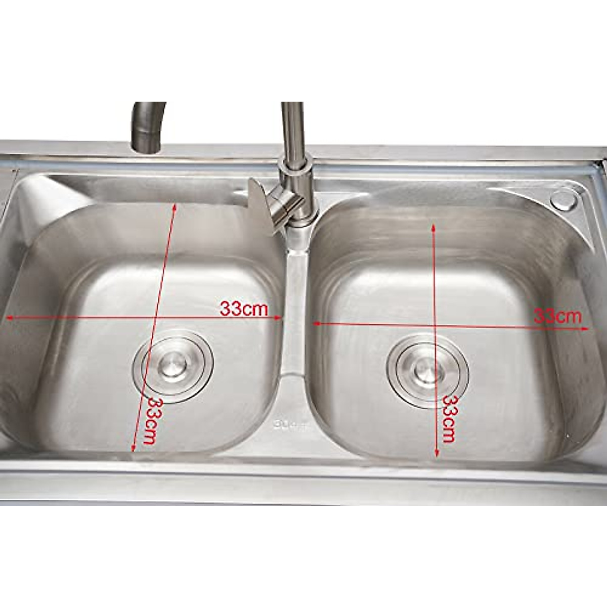 CNCEST 2 Compartment Stainless Steel Commercial Kitchen Prep & Utility Sink w/ Faucet,Fit For Commercial Restaurant Kitchen (2 Compartment Bowl (120x81x45cm))