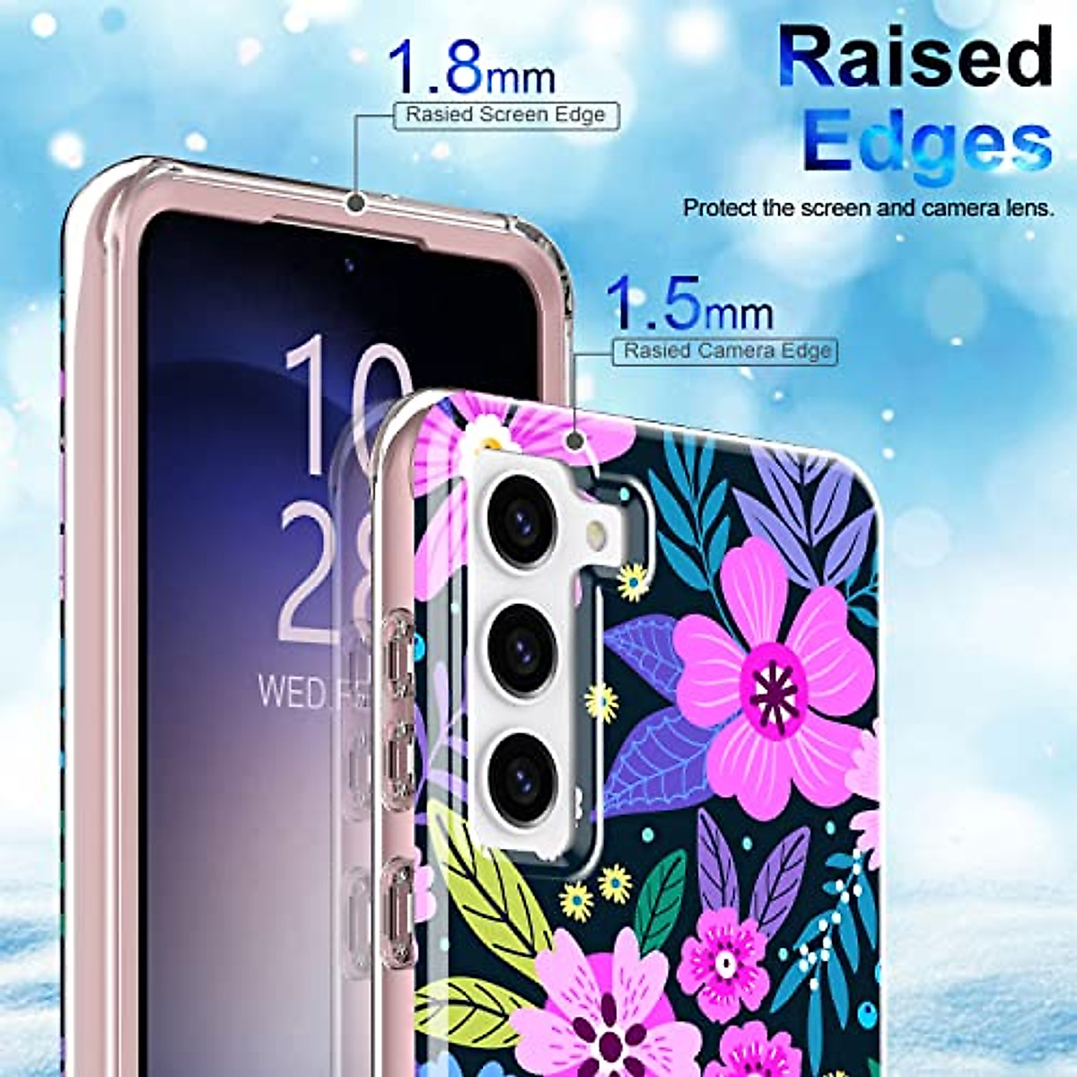 CHIYURI for Samsung Galaxy S23 Plus Case,Military Grade Sturdy Shockproof Cover with Fashion Designs for Women Girls,Slim Fit Protective Phone Case for Galaxy S23 Plus 6.6" Blooming Flower Garden