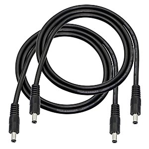 GINTOOYUN DC to DC Cable,3FT 18AWG DC 5.5MM x 2.1MM Male to Male Plug Power Adapter Cable for LED, CCTV, Car, Monitors,etc(2 Pcs)