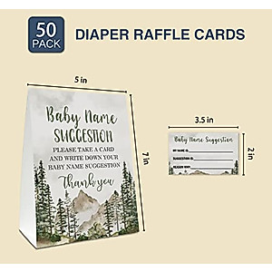 Baby Name Suggestion For Baby Shower Games, Forest Themed Name Suggestion Game Card, Party Favors Supplies Decorate For Baby Showers Game Cards, 1 Sign & 50 Cards Per Pack –(bbname-009)
