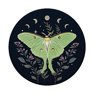 Celestial Moon Moth Butterfly Floral Pattern PopSockets Standard PopGrip