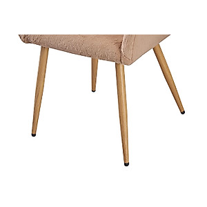 Desk Chair No Wheels Comfy Desk Chair with Metal Legs Faux Fur Task Chair/Arm Chair/Computer Chair/Makeup Chair for Bedroom Living Room,Reading Room,Modern Home Office Desk Chair for Girls Women