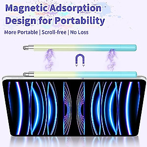 Stylus Pens for Touch Screens, High Precision 2-in-1 Disc Stylus Pen with Magnetic Adsorption, Compatible with  iPad/iPhone/Tablets/Android and All Capacitive Touch Screens (Blue Light Yellow)