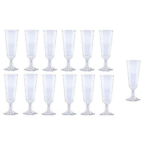 Oojami 70pc Glitter Plastic Classicware Glass Like Champagne Wedding Parties Toasting Flutes Party Cocktail Cups (Clear)