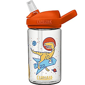 Eddy+ Kids BPA-Free Water Bottle with Straw, 14oz, Space Dinos