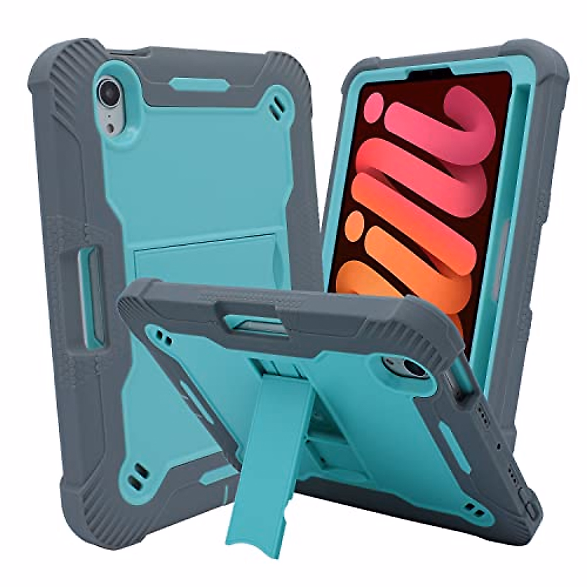 KIQ Guardian Series Rugged Case for IPad Mini 6 Case/iPad Mini Case 6th Generation 2021 8.3 Inch Cover - Teal - Grey