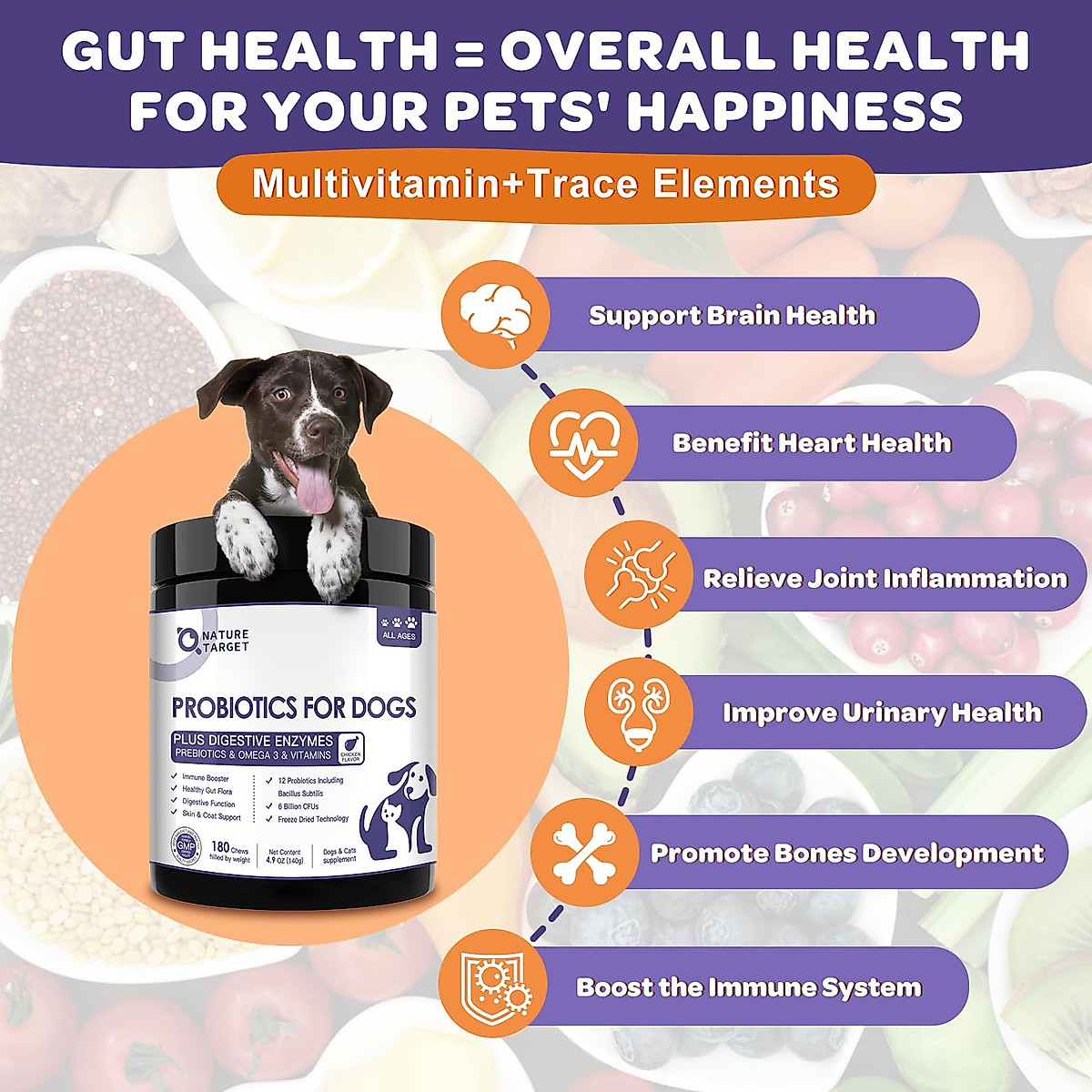 Dog Multivitamin, Probiotics for Dogs 180 Bites