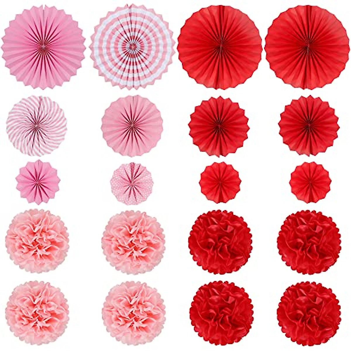 70pcs Valentines Day Red Pink Hanging Paper Fans Decorations - Wedding Bachelorette Party Barbecue Birthday Party Holidays Picnic Circus Carnival Valentines Day Party Photo Booth Backdrops Decorations