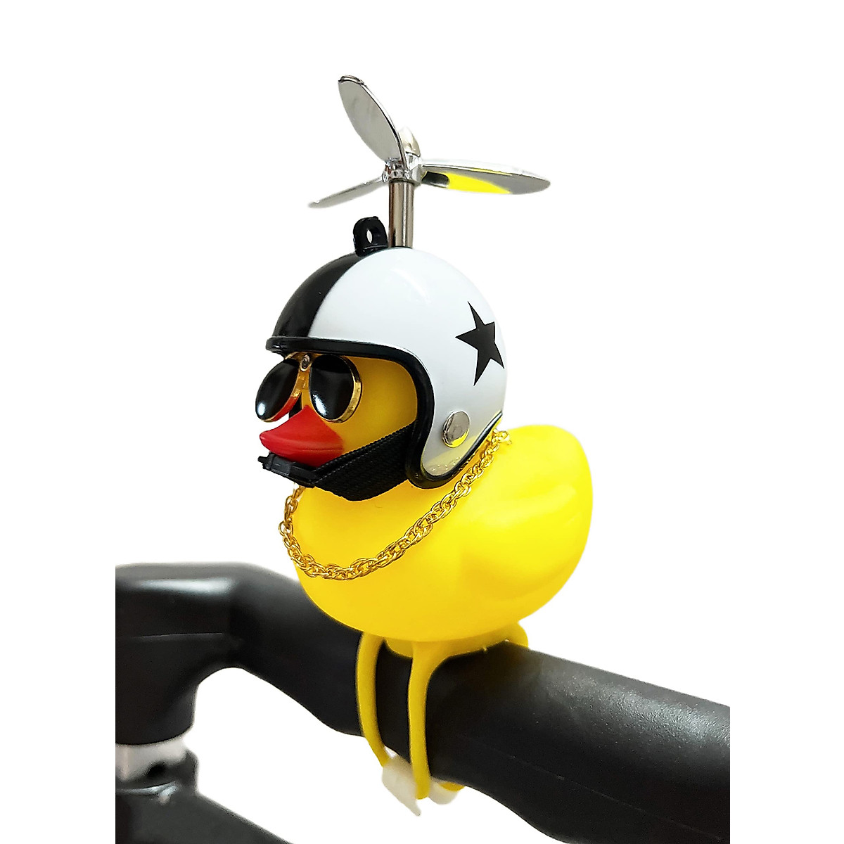 2 Pack - Lovely Yellow Duck Bike Bell, Kids Bike Horn, Rubber Yellow Duck Bicycle Accessories with LED Light and Propeller - for Kids Toddler Children Adults Sport Outdoor