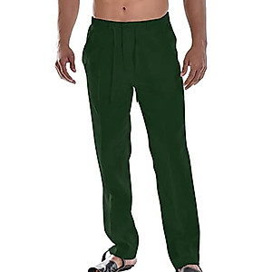 COOFANDY Men's Casual Pants Elastic Waist Lightweight Stretchy Waistband Pants Army Green