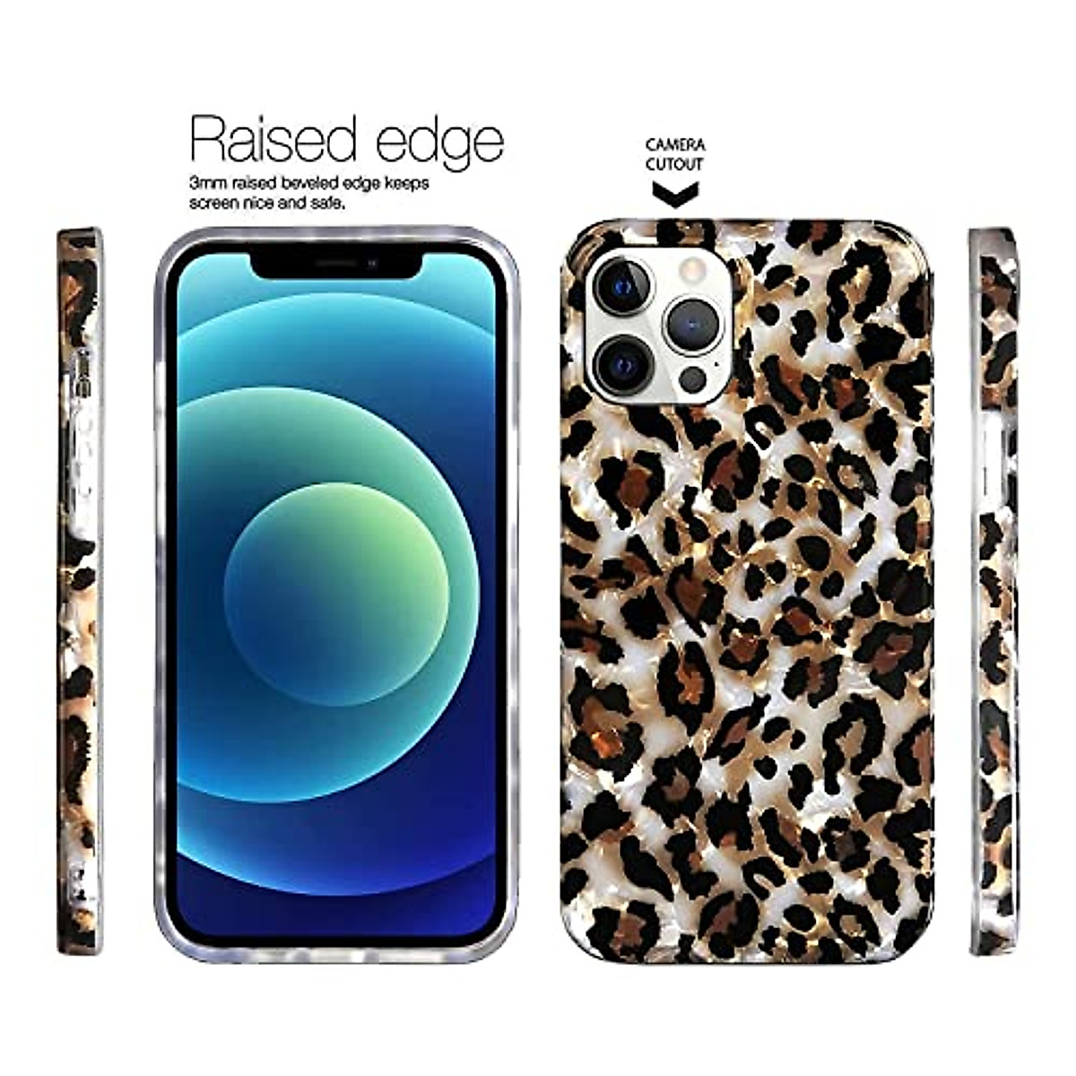 J.west Leopard Case Compatible with 12 Pro Max, Luxury Sparkle Cheetah Print Design Soft Silicone Phone Case Cover Girl Women with TPU Bumper for iPhone 12 Pro Max Case 6.7 Inch (Bling)