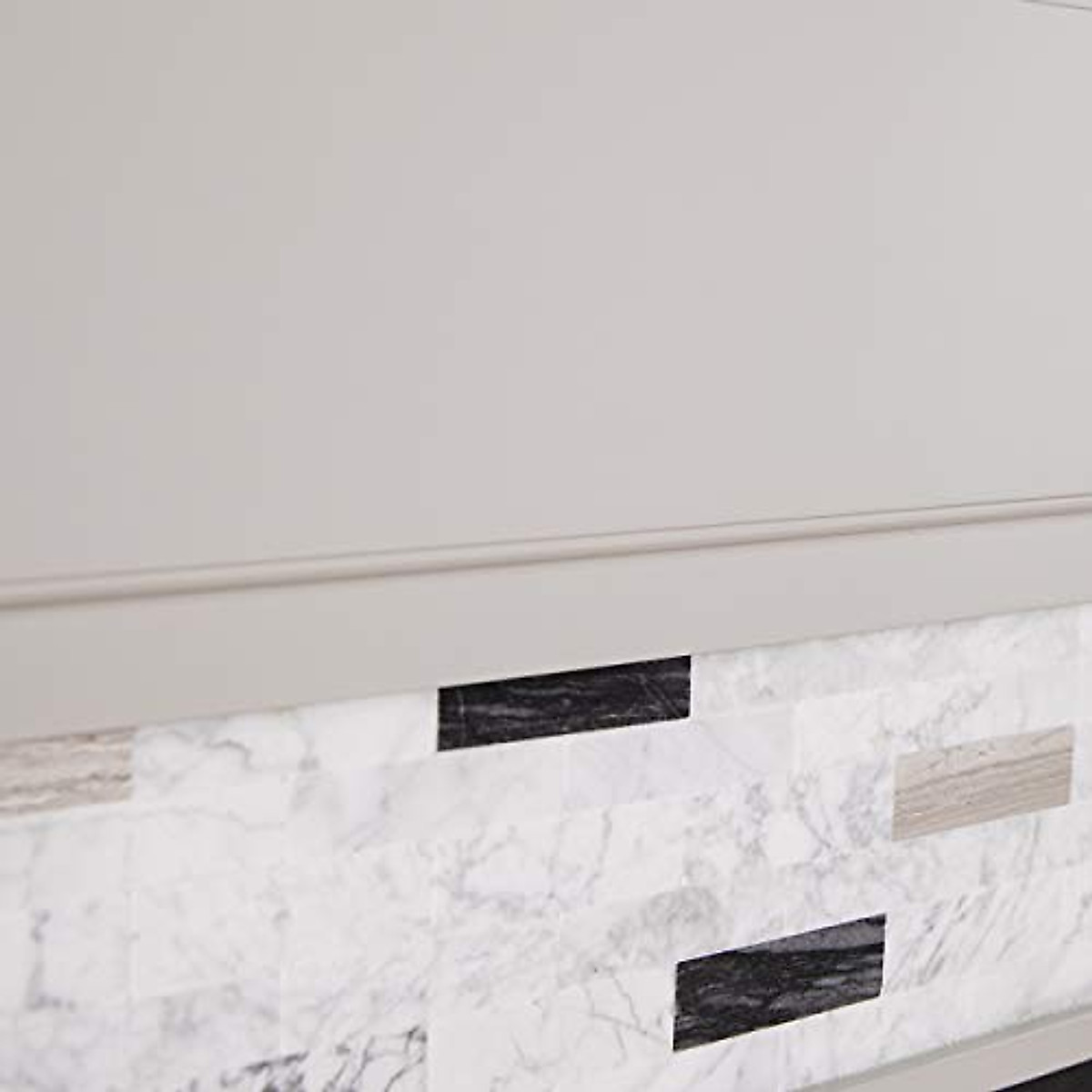 SEI Furniture Birkover Electric Fireplace with Multicolor Marble Surround, Gray