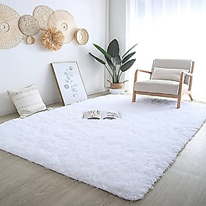 CAIYUECS Shag Area Rug,Indoor Ultra Soft Fluffy Plush Rugs for Bedroom Living Room, Non-Skid Modern Nursery Faux Fur Rugs for Kids Room Home Decor (8x10 Feet, White)
