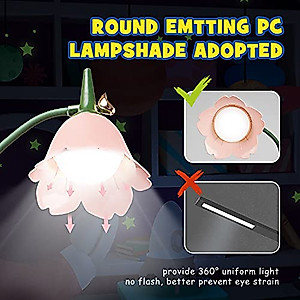 Neporal Small Desk Lamp, Rechargeable LED Desk Lamp Touch Control with 360° Bendable Adjustable Neck , Kawaii Room Accessories, Dimmable Cute Desk Lamp, Pink