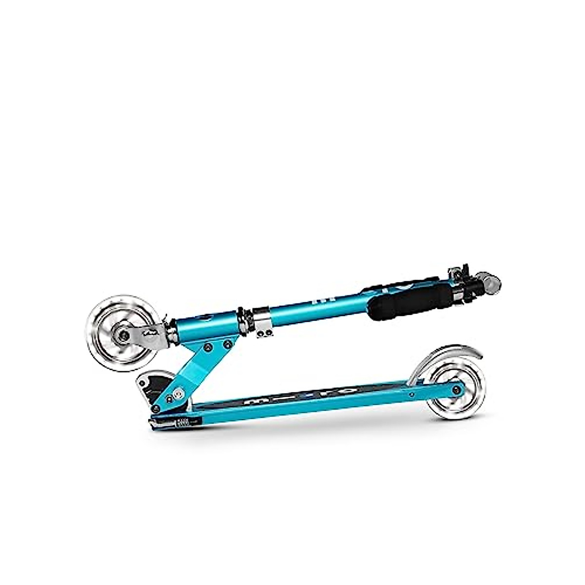 Micro Kickboard - Sprite LED, 2 Wheeled, Fold-to-Carry, Lightweight Swiss-Designed Micro Scooter with Light-Up Wheels for Children and Teens, Ages 6+, Ocean Blue