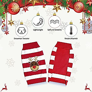 Hotumn Christmas Dog Sweaters Elks Pattern Dog Coat Xmas Classic Striped Style Dog Clothes Knitwear for Small Dogs Cats - Red (Large)