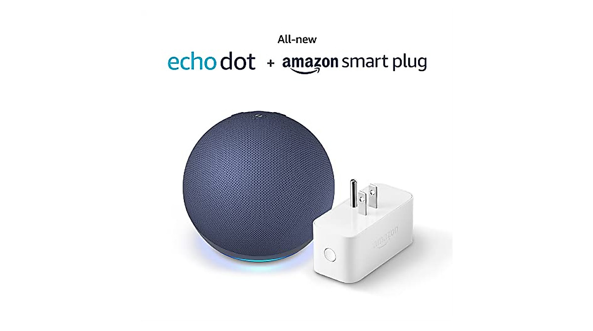 All-new Echo Dot 5th Gen Deep Sea Blue with Smart Plug | Smart Home