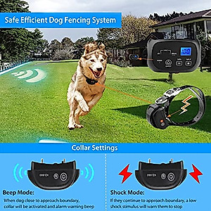 HEXIEDEN In-ground/Aboveground Electric Dog Fence,Pet Safe Containment System,IP66 Waterproof & Rechargeable Collar, Shock & Tone Correction,650 Ft Wire,for 1 2 3 Dog,for2dogs