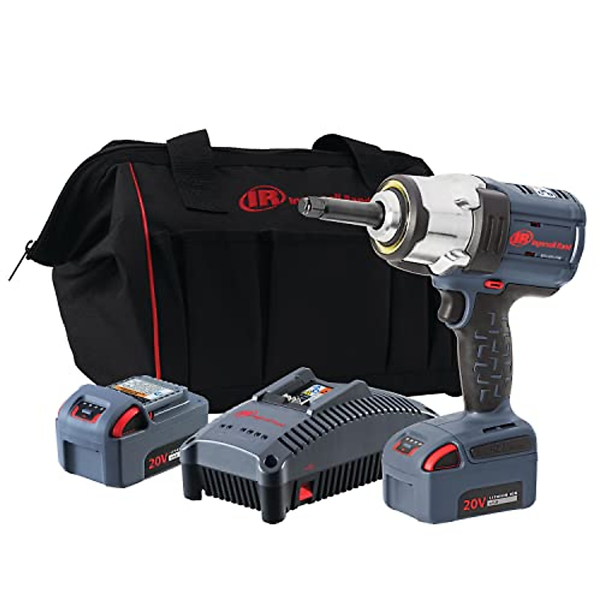 Ingersoll Rand W7252-K22 20V High-torque 1/2" Drive Cordless Impact Wrench Kit, 1500 ft-lbs Nut-busting Torque, 2 Batteries and Charger, 2" Extended Anvil